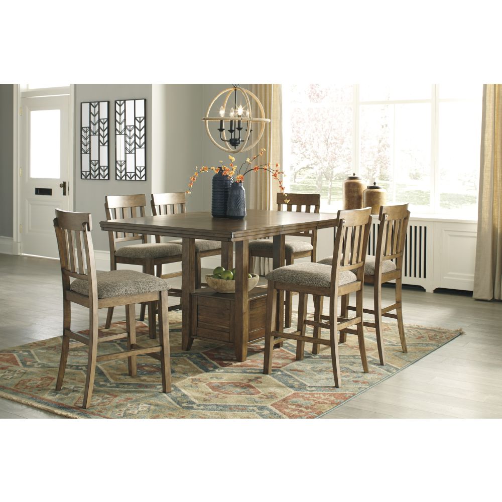 Furniture Plus Flaybern 7 Piece Light Brown Counter Height Table And ...