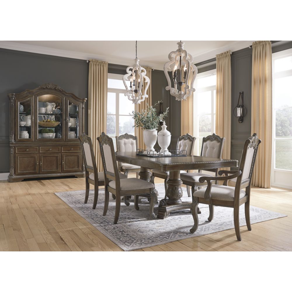 Furniture Plus Charmond 8 Piece Brown Dining Table with Side Chair ...