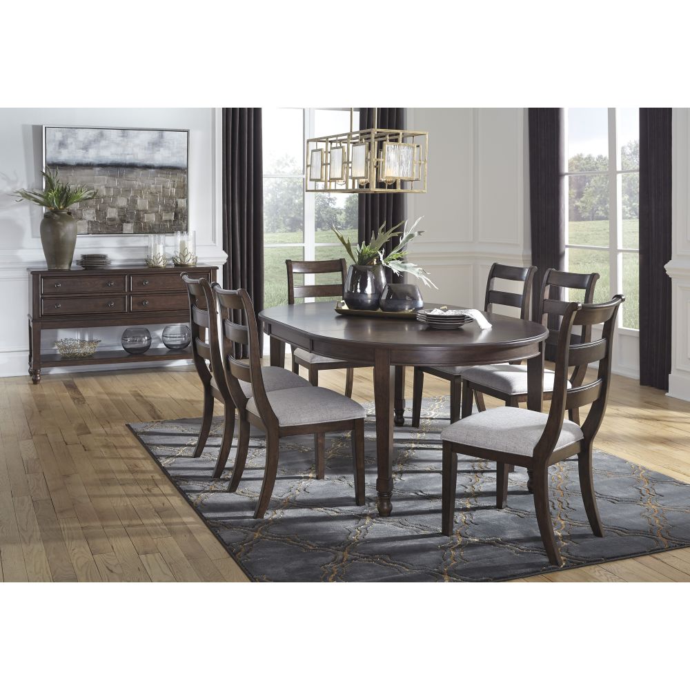 Furniture Plus Adinton 8 Piece Warm Brown Dining Table and Side Chair ...