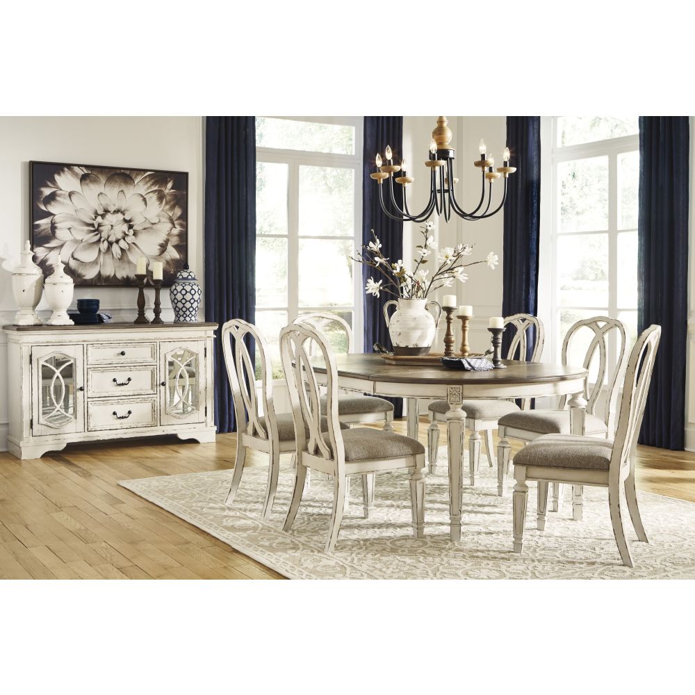 Furniture Plus Realyn 8 Piece Dining Table and Side Chair Set with Server