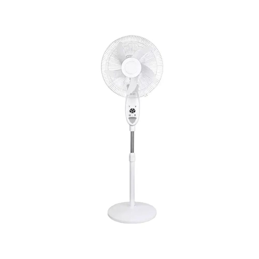 Furniture Plus Quanteck 18" White Standing Rechargeable and Solar Panel Fan